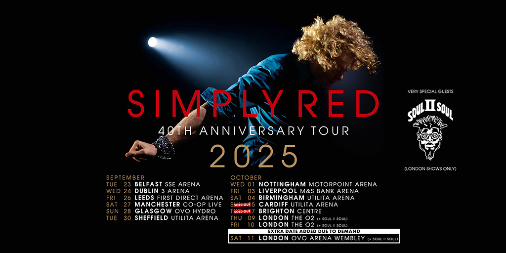 Simply Red Add Extra Wembley Arena Date to 40th Anniversary Tour ...